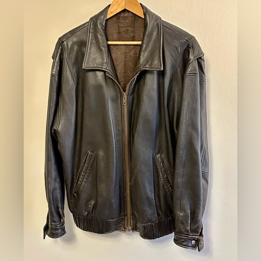 Vintage Lamb Leather Bomber Jacket - Gem
